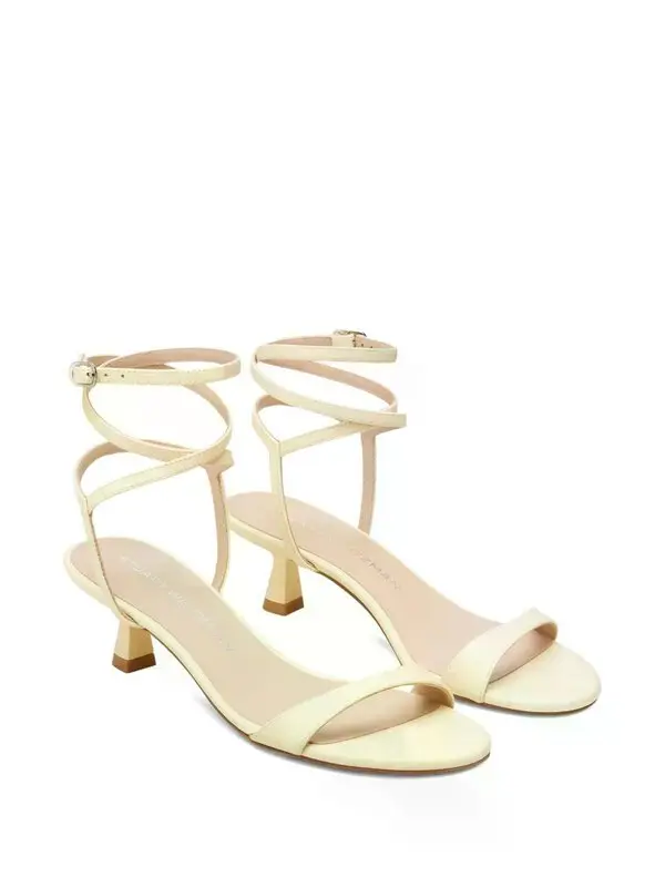 STUART WEITZMAN Round-toe Heeled Leather Sandals - Neutrals
