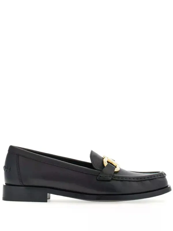 FERRAGAMO Logo-plaque Calf Leather Loafers