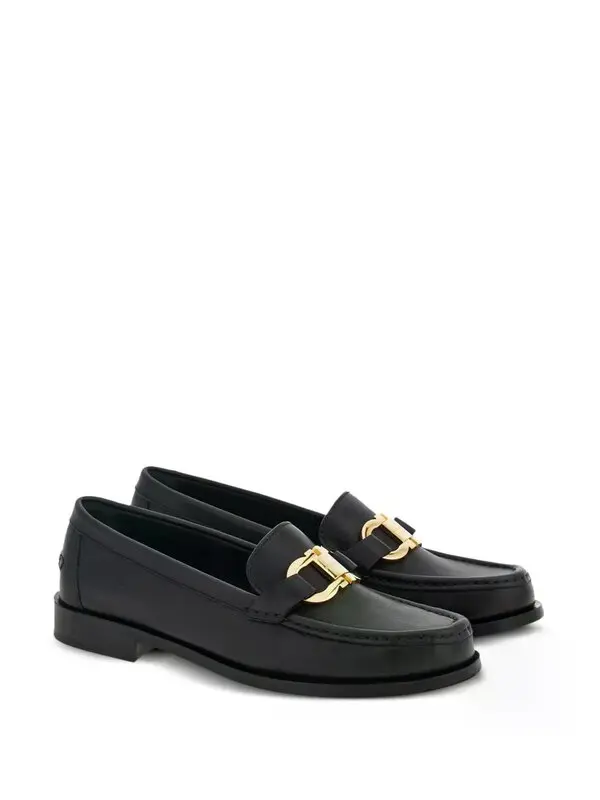 FERRAGAMO Logo-plaque Calf Leather Loafers