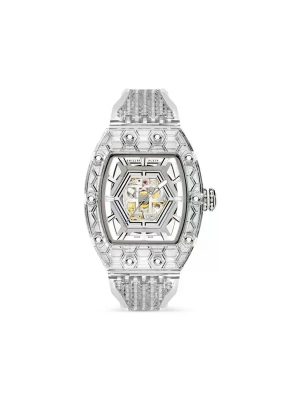 Philipp Plein Crypto King Hexagon Ice Breaker Automatic Watch - Neutrals