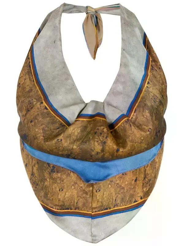 AMIR SLAMA Silk Halter Neck Blouse - Blue