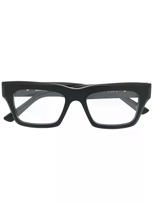Balenciaga Logo-plaque Square-frame Glasses - Black