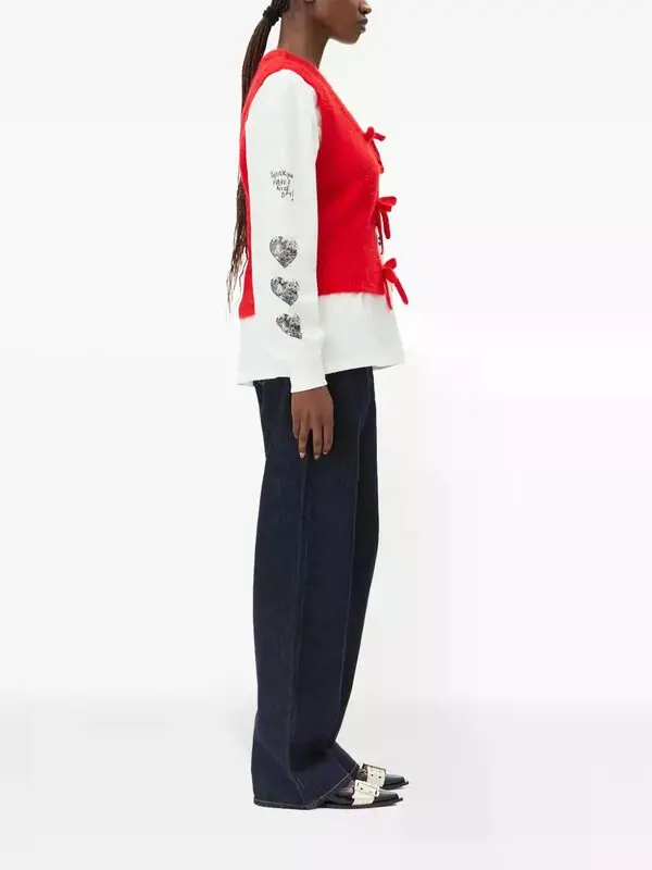 GANNI Bow Detailing Sleeveless Vest - Red