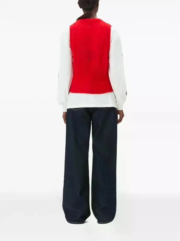 GANNI Bow Detailing Sleeveless Vest - Red