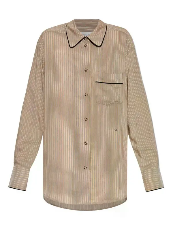 Victoria Beckham Striped Pajama Shirt - Neutrals