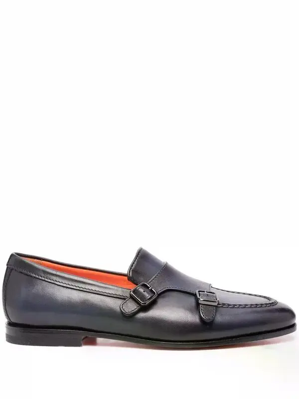 Santoni Side Buckle Monk Strap Shoes - Blue
