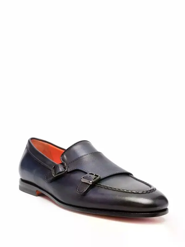 Santoni Side Buckle Monk Strap Shoes - Blue
