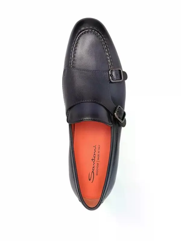 Santoni Side Buckle Monk Strap Shoes - Blue