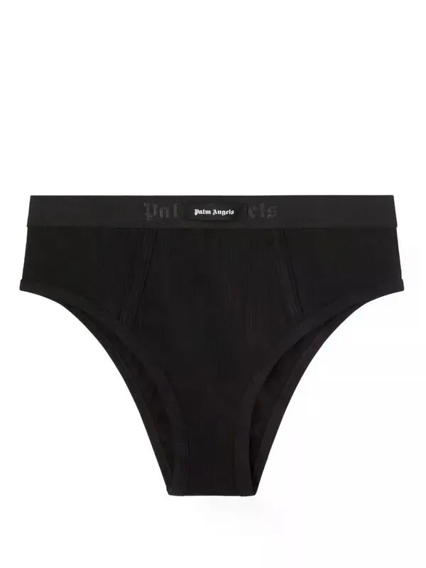 Palm Angels Logo-waistband High-waist Briefs - Black
