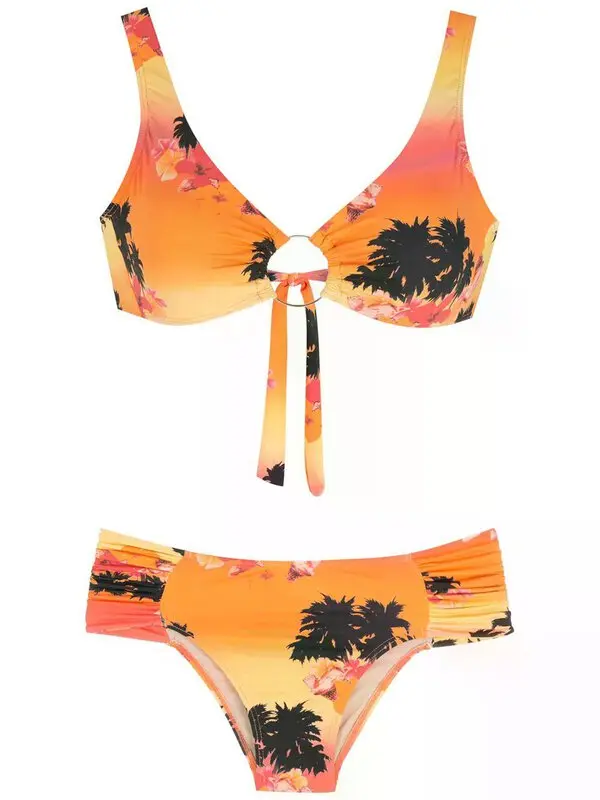 AMIR SLAMA Print Ilha De Hibiscus Bikini Set - Orange