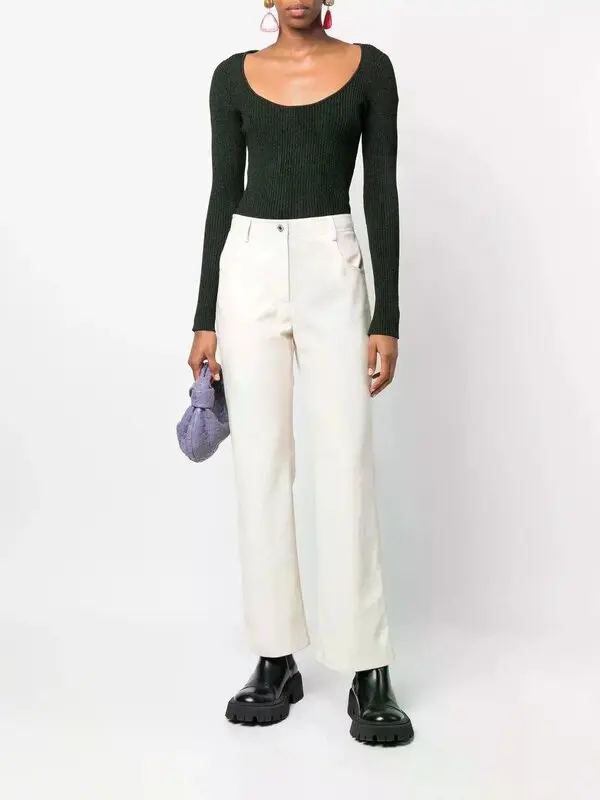 MSGM High-waisted Faux-leather Trousers