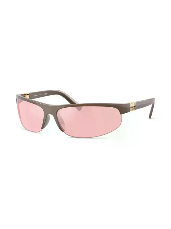 Miu Miu Logo-plaque Shield Sunglasses - Brown
