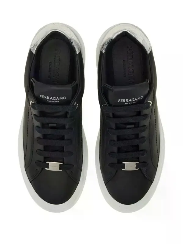 FERRAGAMO Logo-patch Leather Sneakers - Black