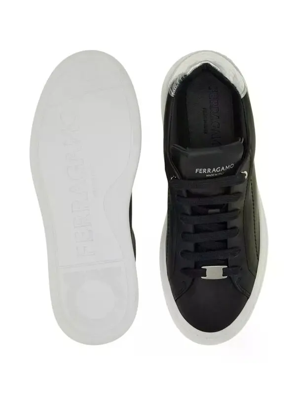 FERRAGAMO Logo-patch Leather Sneakers - Black