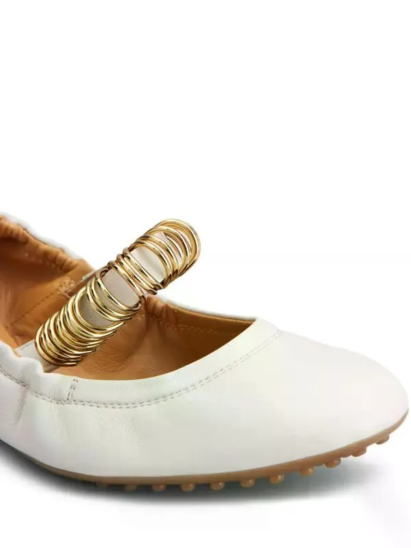 TOD'S Ballerina Shoes With Ring Embellishment - Neutrals
