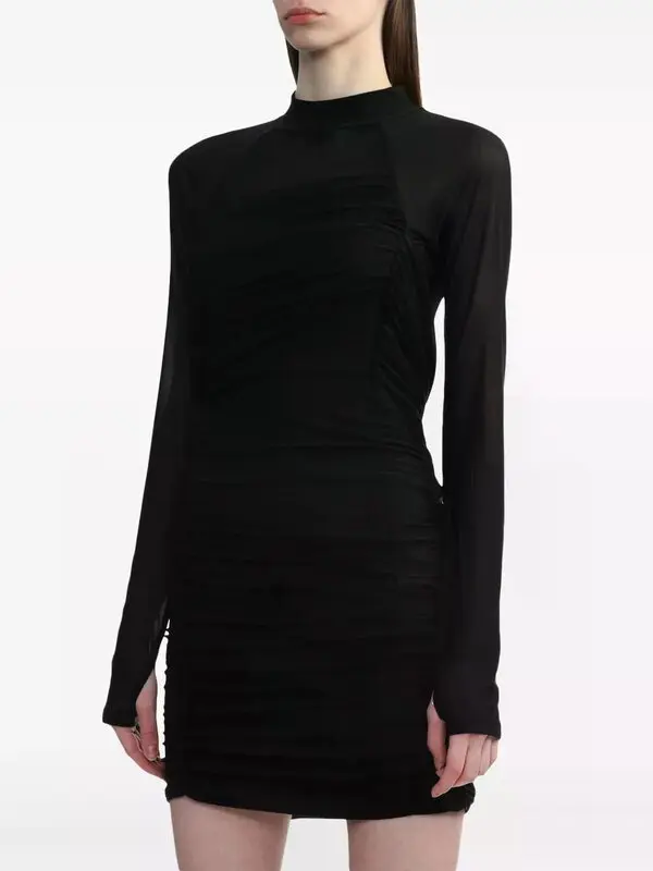 Helmut Lang Ruched Long-sleeve Minidress