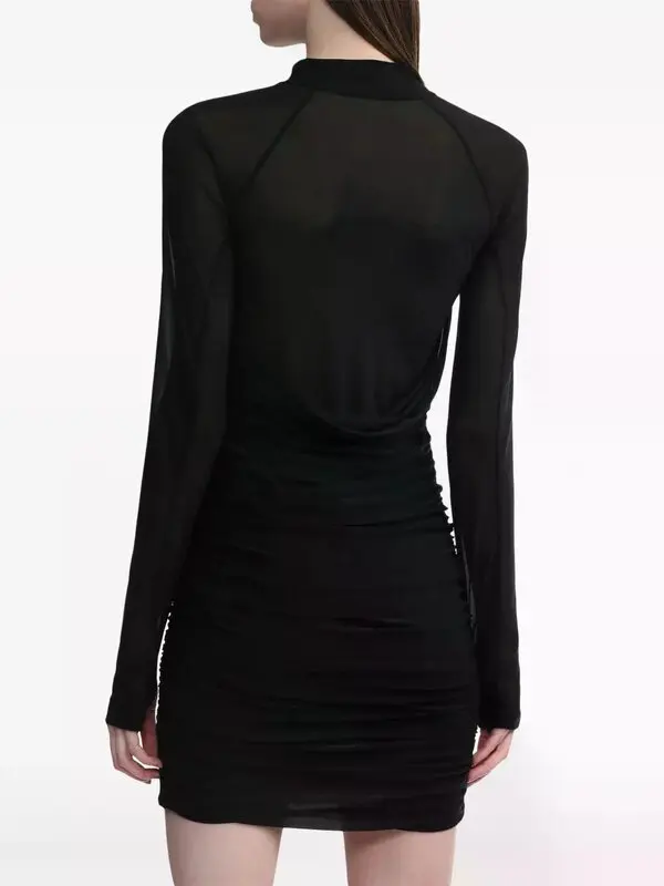 Helmut Lang Ruched Long-sleeve Minidress