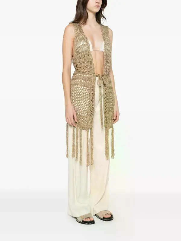 TWINSET Open-knit Gilet With Fringe Detailing