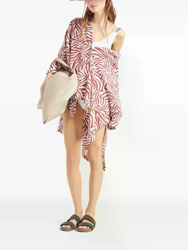 Brunello Cucinelli Monili Chain-embellished Scoop Neck Swimsuit - White