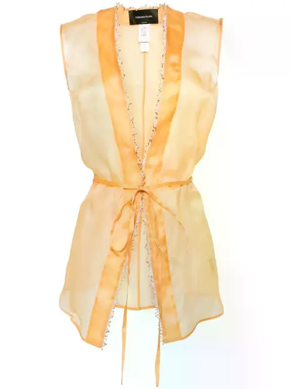 Fabiana Filippi Beaded-trim Silk Gilet - Orange