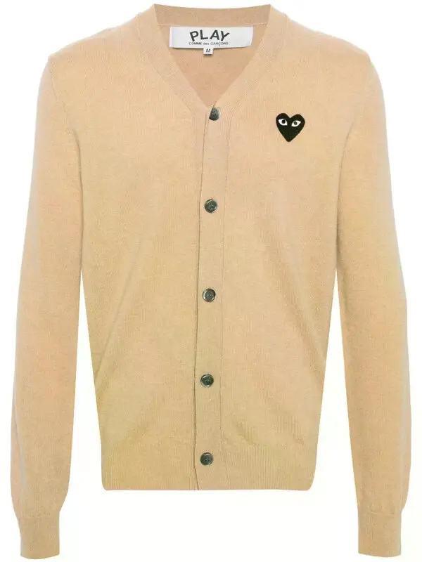 Play Comme Des Garcon Heart-patch Wool Cardigan