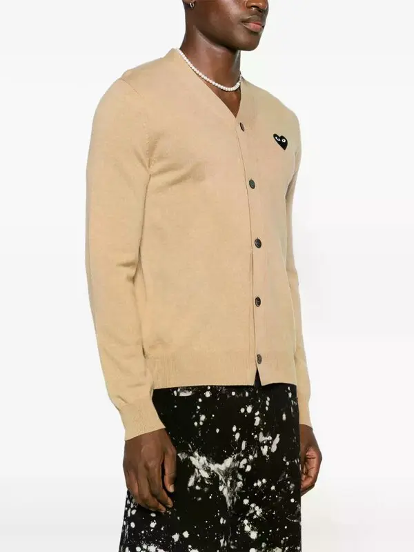 Play Comme Des Garcon Heart-patch Wool Cardigan
