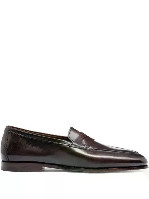 Santoni Carlo Leather Loafers - Brown
