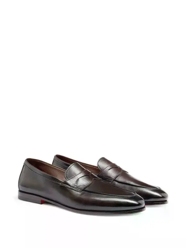 Santoni Carlo Leather Loafers - Brown