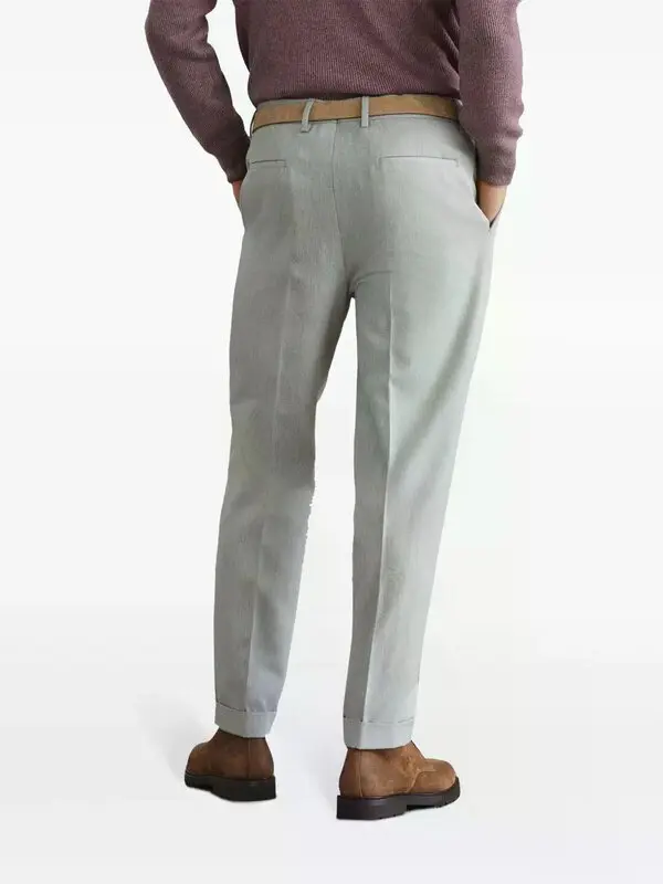 Brunello Cucinelli Pressed-crease Tapered Trousers - Grey
