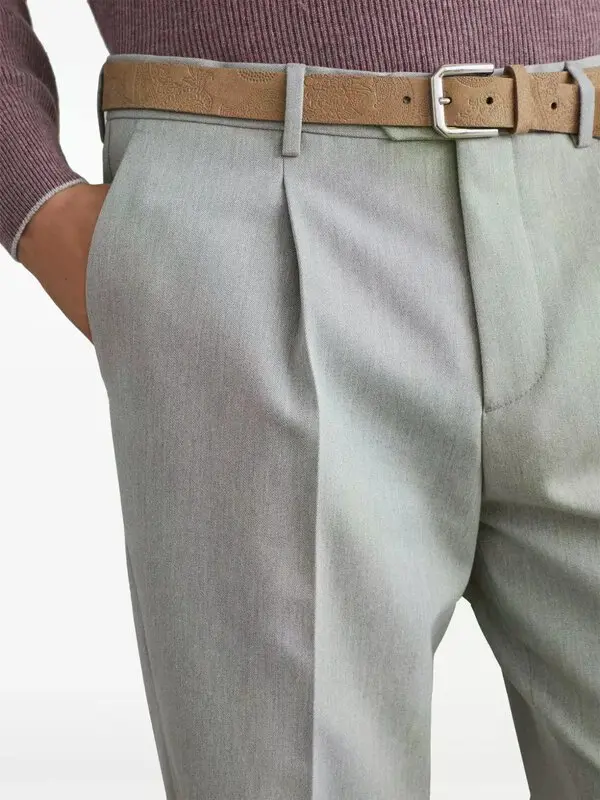 Brunello Cucinelli Pressed-crease Tapered Trousers - Grey