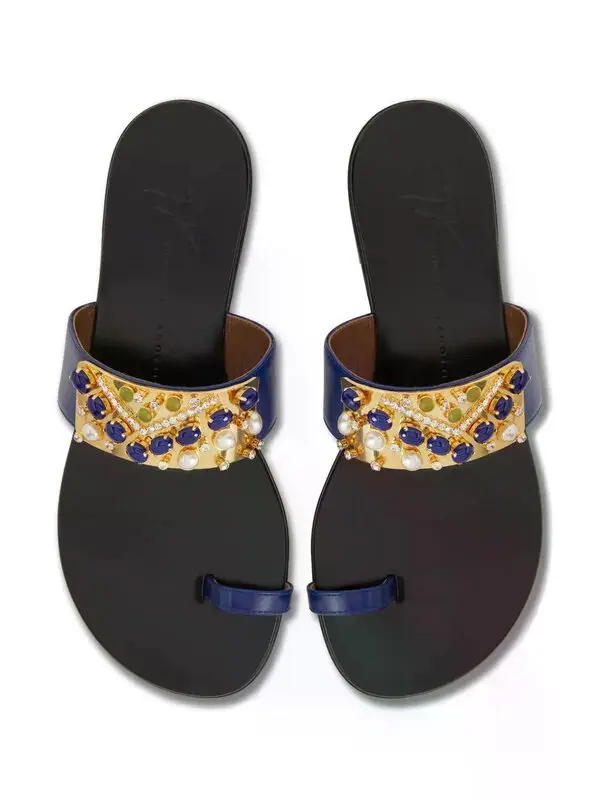 GIUSEPPE ZANOTTI Nefertiti Flat Sandals - Blue