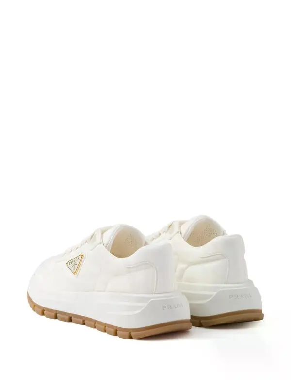 Prada Leather Triangle Logo Sneakers - White