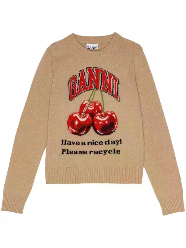 GANNI Intarsia-knit Cherries Jumper