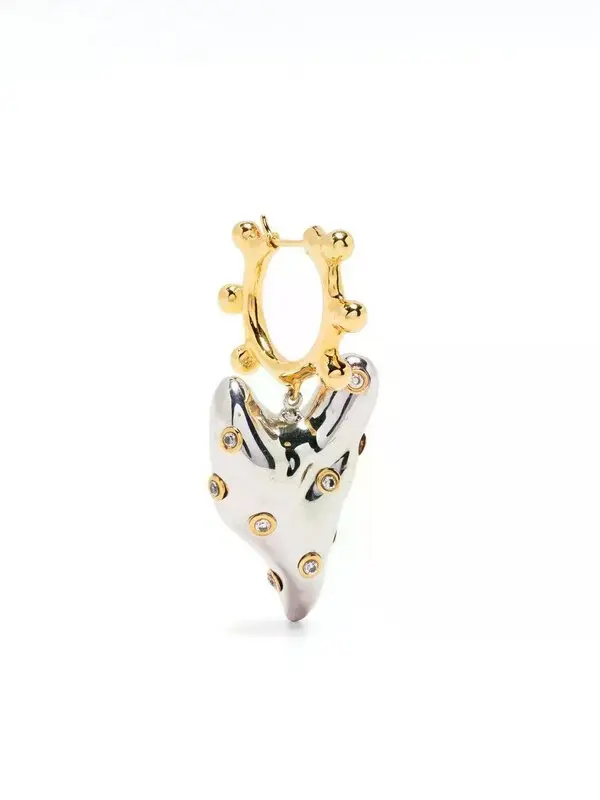 VANN JEWELRY Pierced Heart Single Earring - Silver