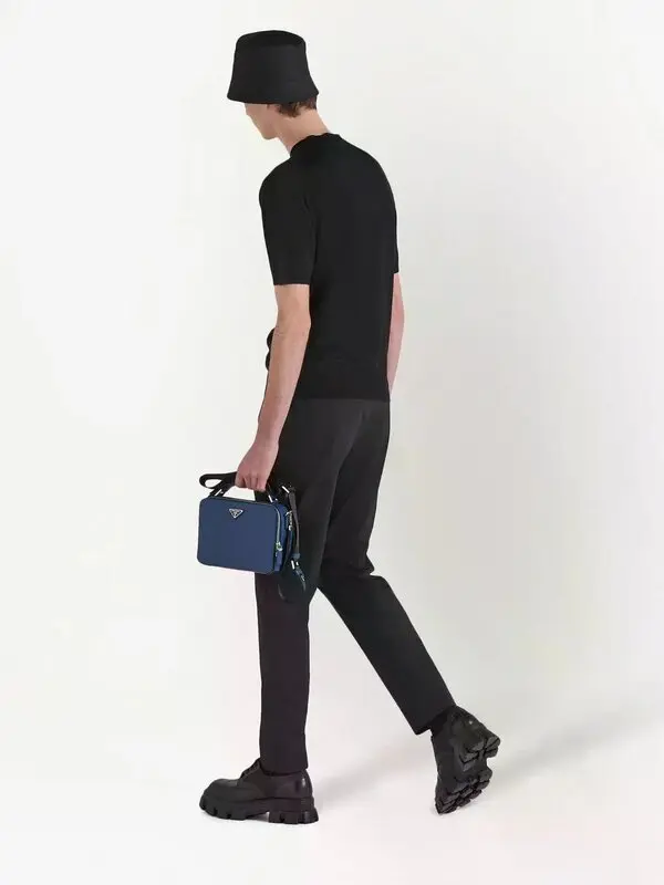 Prada Crew Neck Wool Jumper With Embroidered Logo