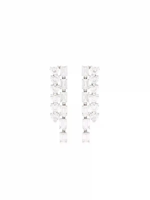 Shay 18kt White Gold Double Diamond Waterfall Earrings - Silver