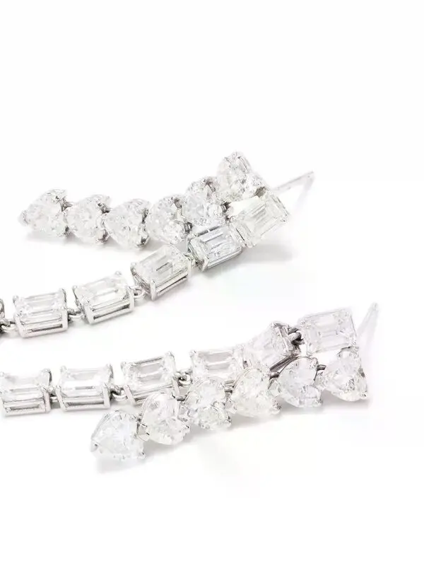 Shay 18kt White Gold Double Diamond Waterfall Earrings