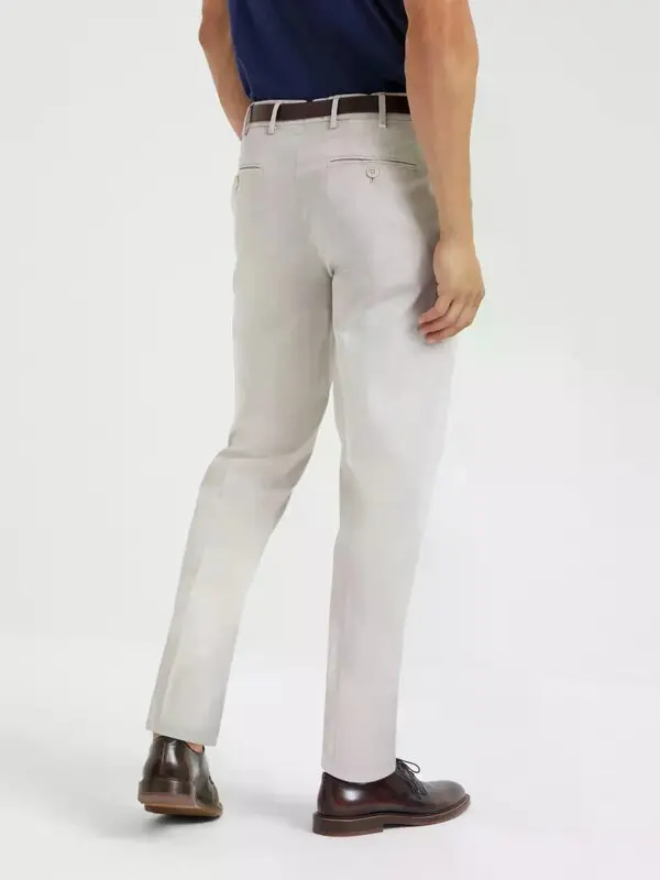 Brunello Cucinelli Italian Fit Gabardine Trousers - Neutrals
