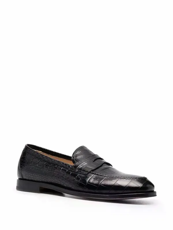 SCAROSSO Stefano Crocodile-embossed Loafers - Black