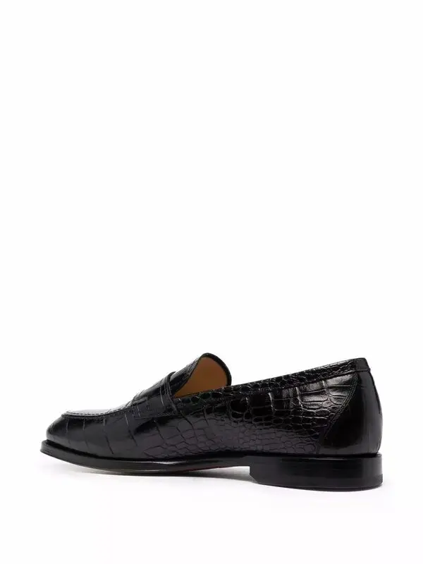 SCAROSSO Stefano Crocodile-embossed Loafers - Black