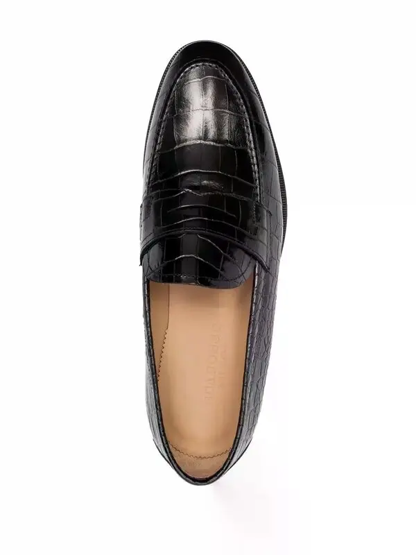 SCAROSSO Stefano Crocodile-embossed Loafers - Black