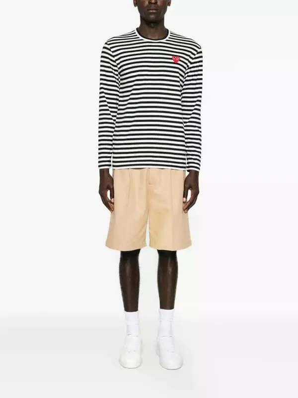 Play Comme Des Garcon Heart-patch Striped T-shirt - Black