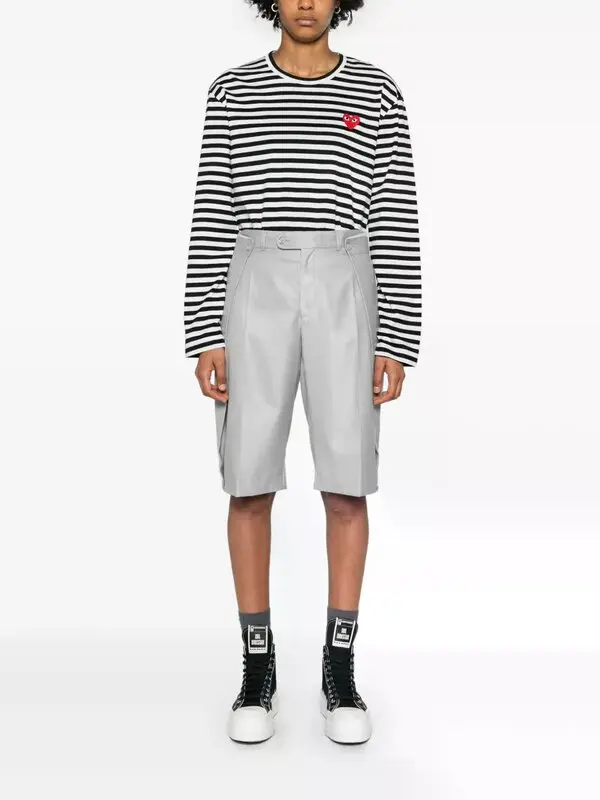 Play Comme Des Garcon Heart-patch Striped T-shirt - Black