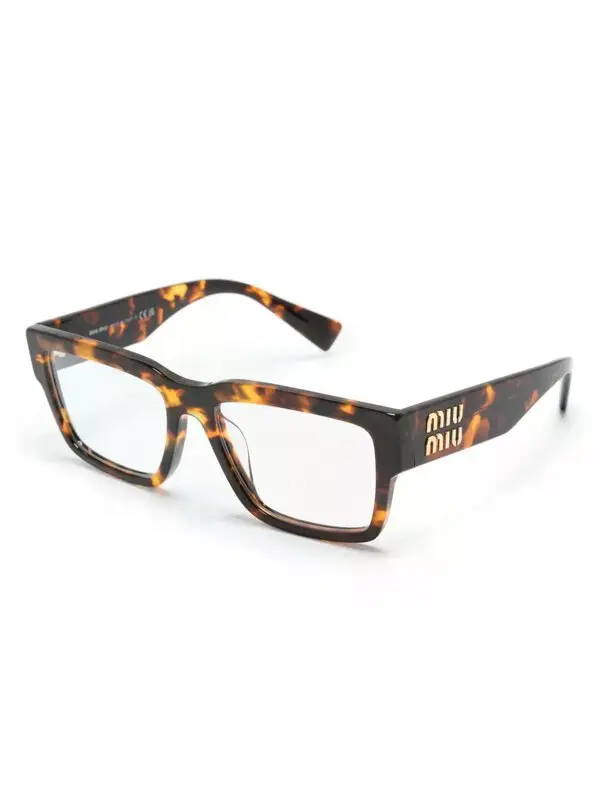 Miu Miu Tortoiseshell-effect Rectangle-frame Glasses