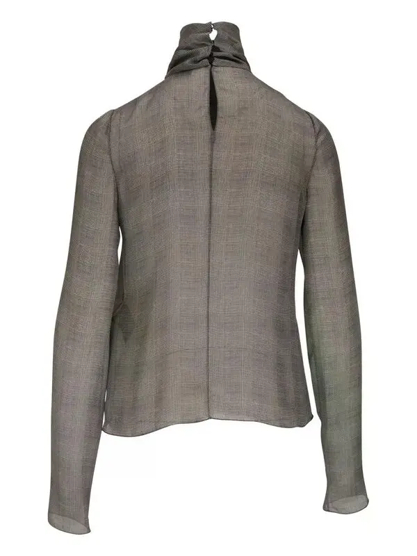 Saint Laurent Checked Silk Blouse