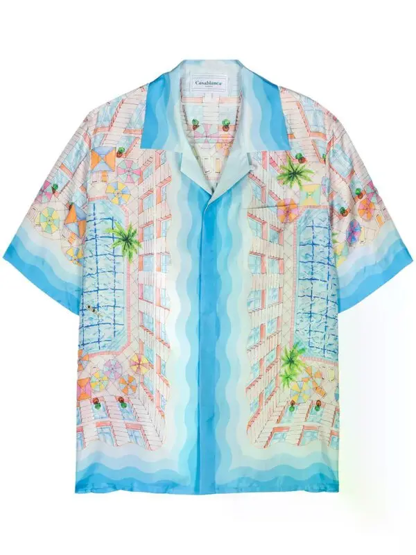 Casablanca Le Plongeon Silk Shirt - Blue