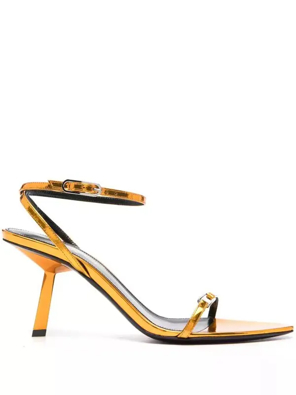 Saint Laurent 75mm Kitty Leather Sandals - Orange