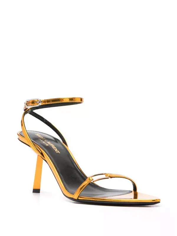 Saint Laurent 75mm Kitty Leather Sandals - Orange
