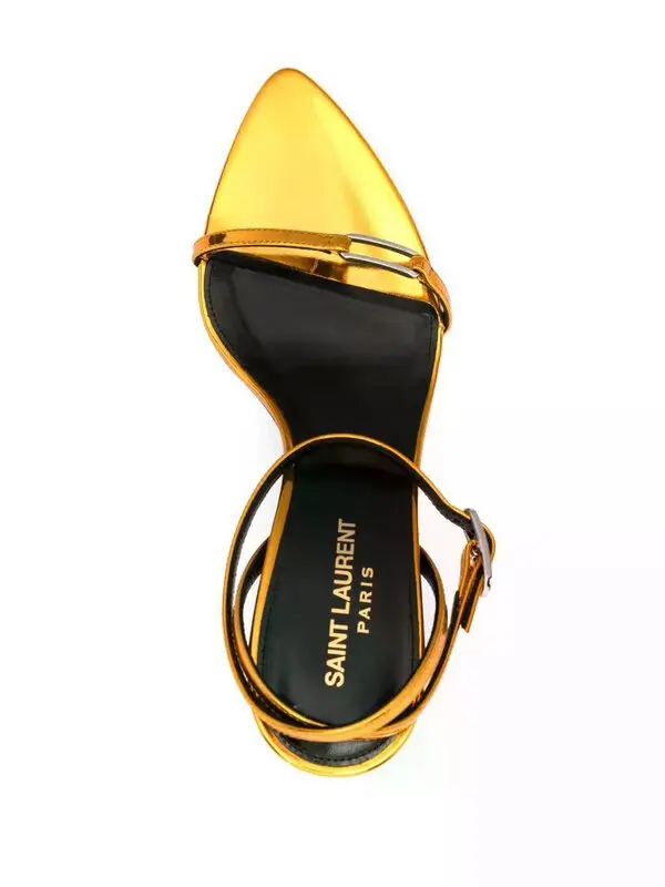 Saint Laurent 75mm Kitty Leather Sandals - Orange