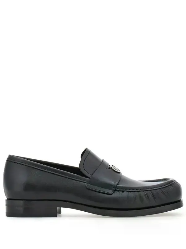 FERRAGAMO Gancini-plaque Leather Loafers